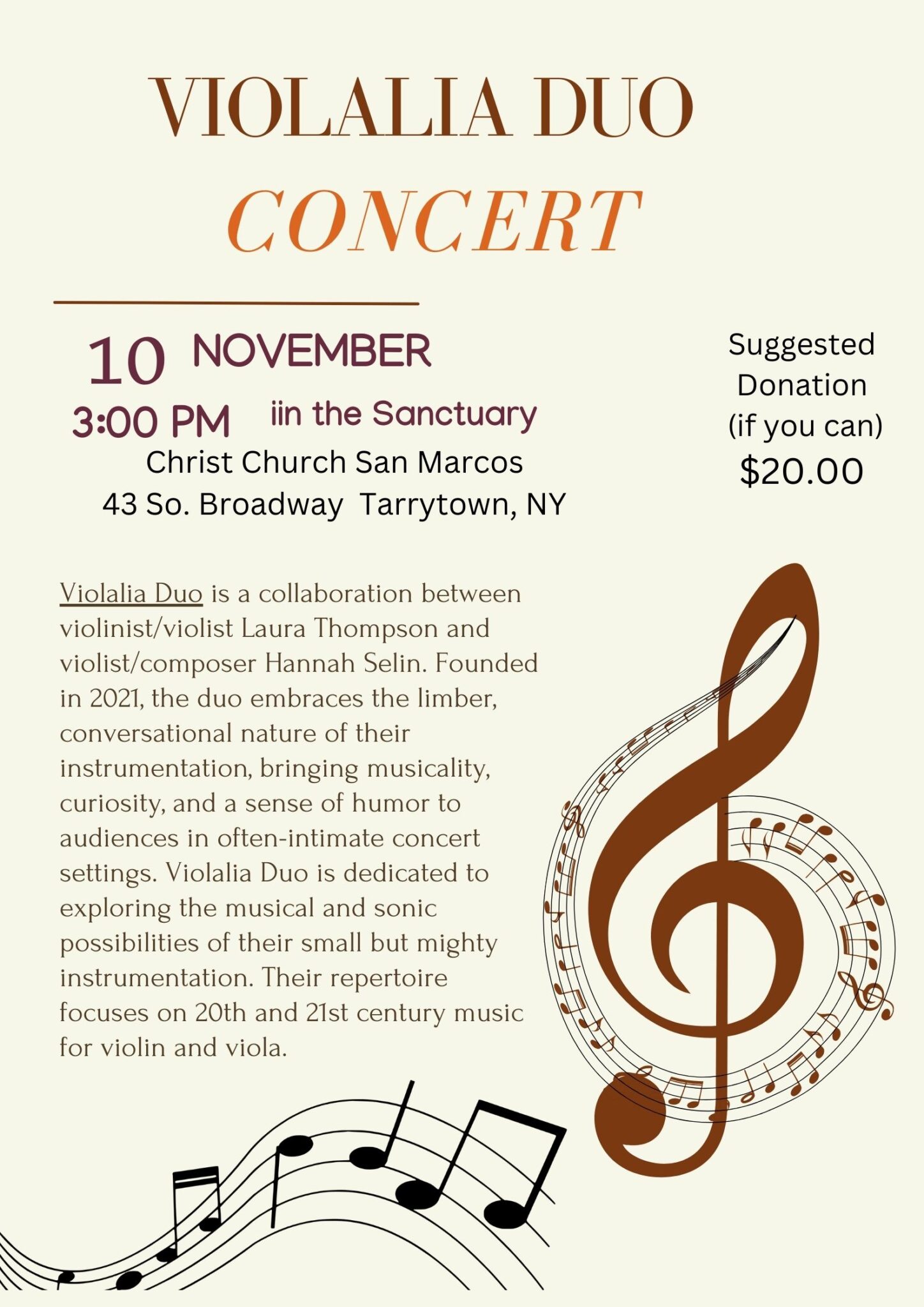 Christ Church San Marcos Presents Violalia Duo - Historic Hudson River ...